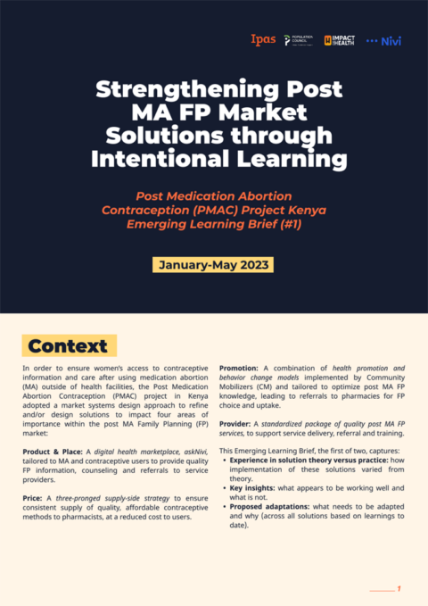 Post Medication Abortion Contraception (PMAC) Project Kenya - Ipas